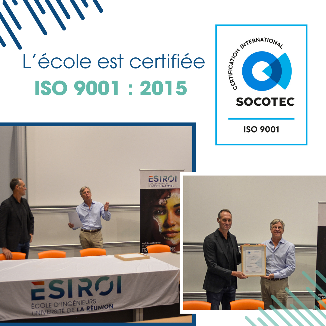 ESIROI is IS0 9001 certified - University of La Réunion